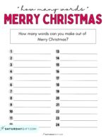 How Many Words Can You Make From Christmas - Worksheet