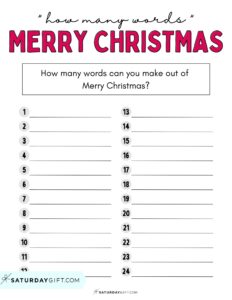 How Many Words Can You Make From Christmas - Worksheet