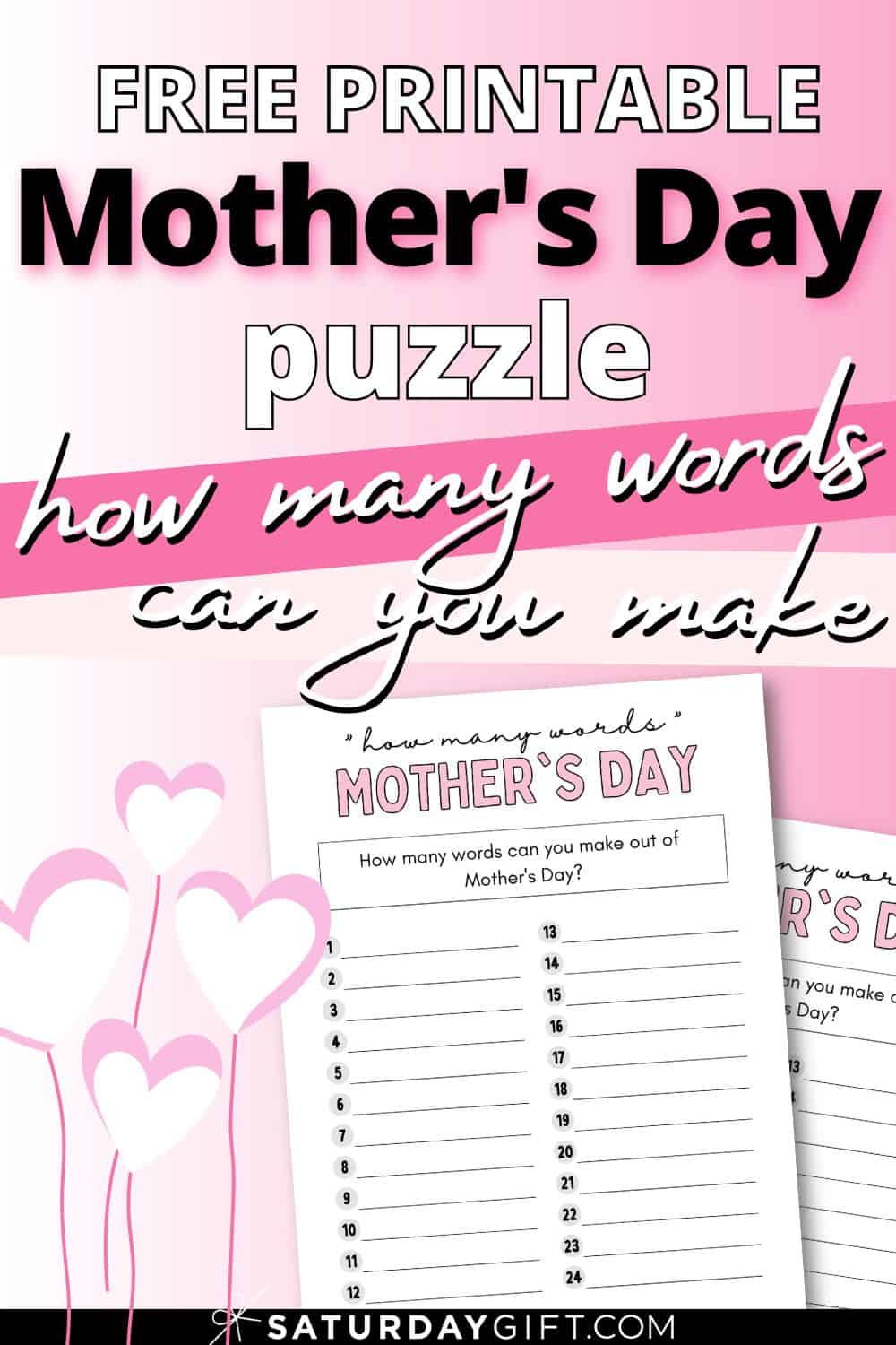 How Many Words Can You Make From Mother's Day - Worksheet