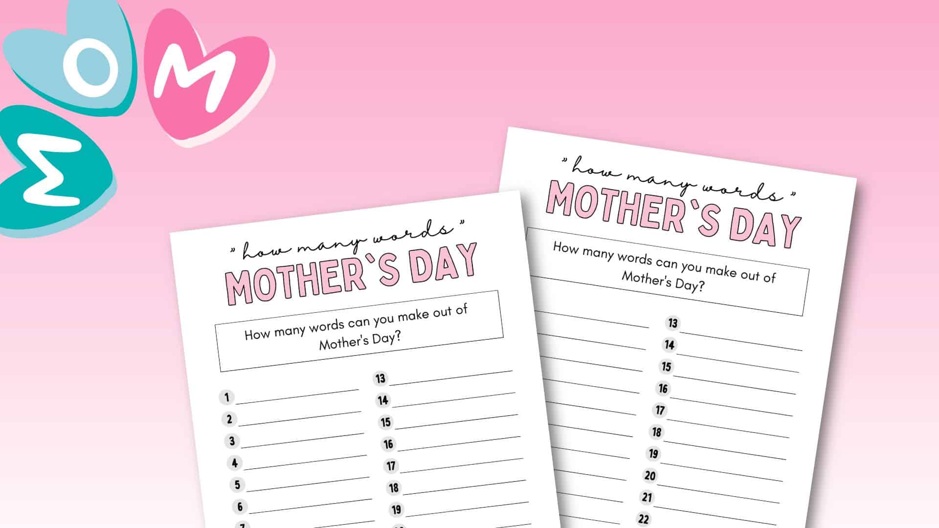 How Many Words Can You Make From Mother's Day - Worksheet