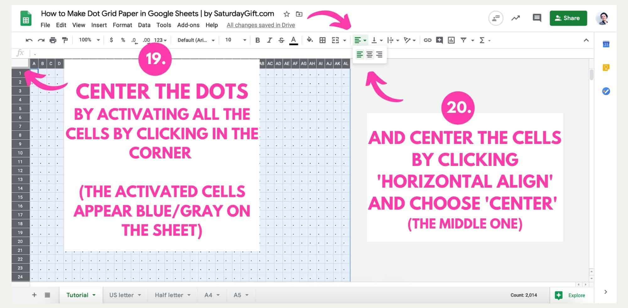 How To Make Dot Grid Paper for Your Bullet Journal Using Google Sheets