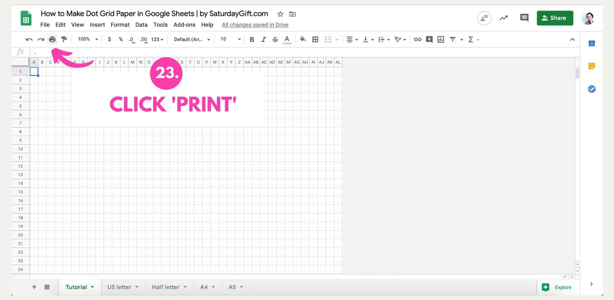 How To Make Dot Grid Paper for Your Bullet Journal Using Google Sheets