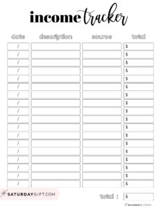 Income Tracker Printable - 19 Cute & Free Printable Templates