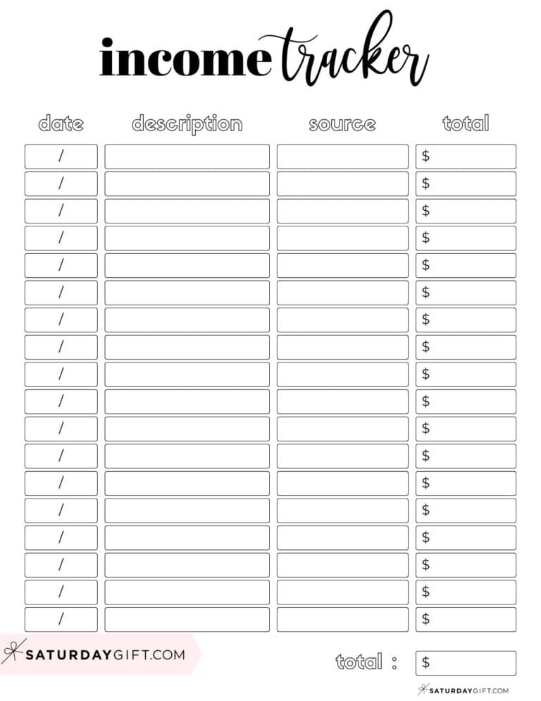 Income Tracker Printable - 19 Cute & Free Printable Templates