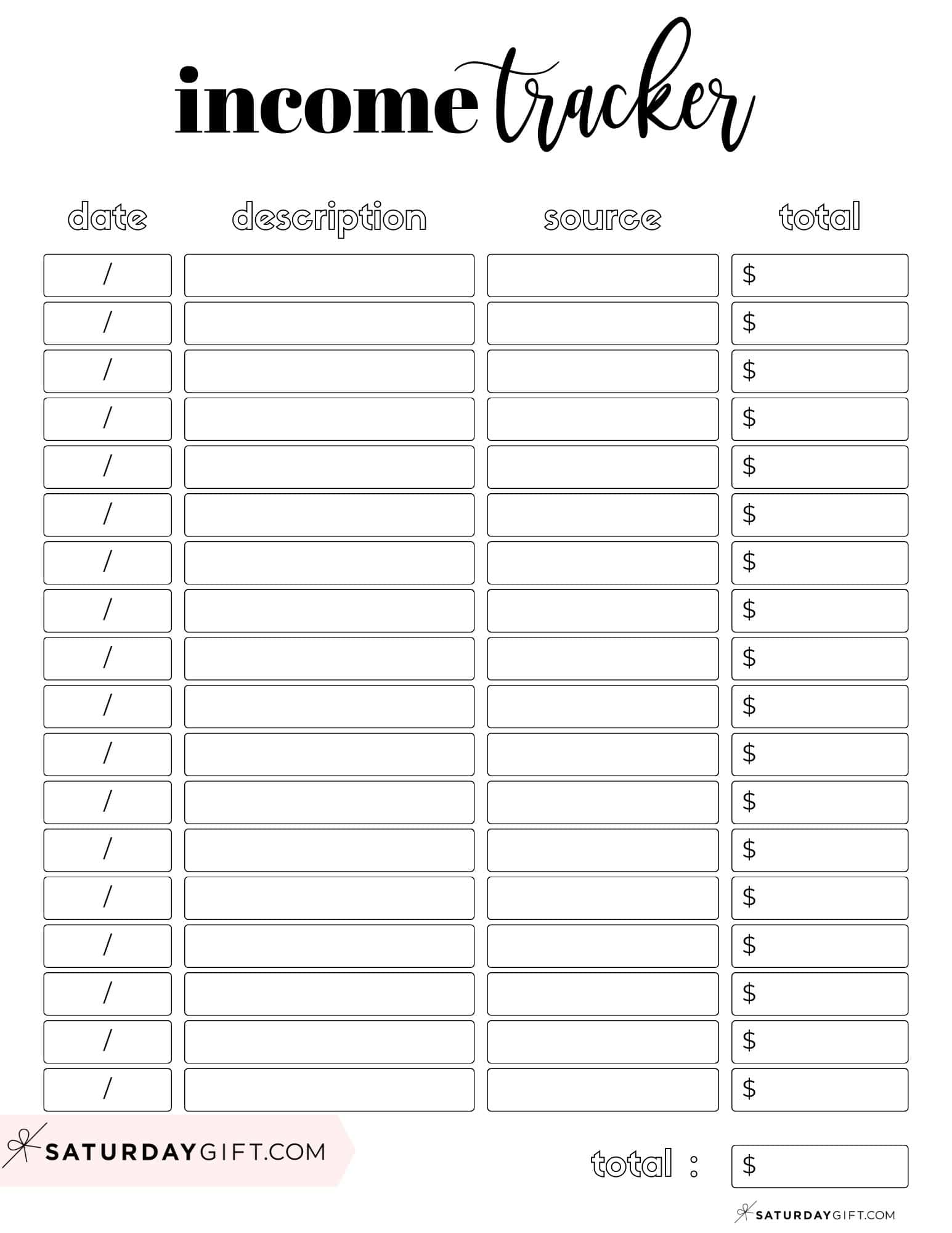 Income Tracker Printable - 19 Cute & Free Printable Templates