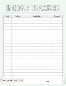 Income Tracker Printable - 19 Cute & Free Printable Templates
