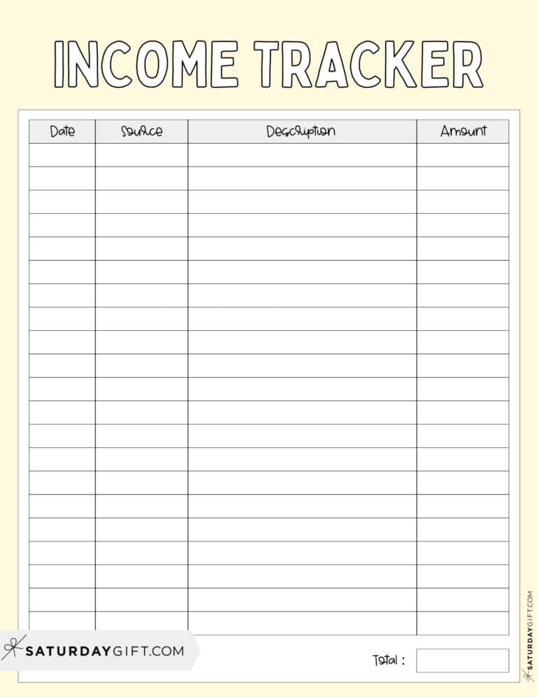 Income Tracker Printable - 19 Cute & Free Printable Templates