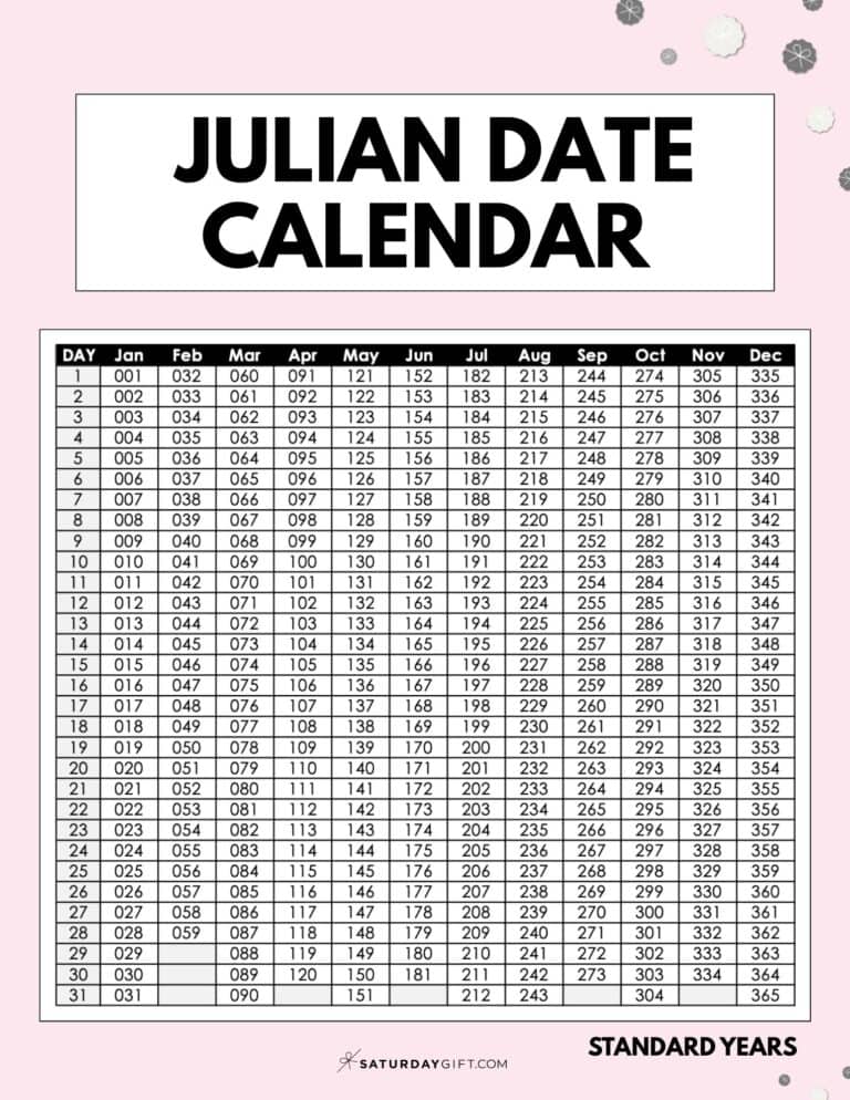 Julian Date Calendar Printable – Free Day-of-Year Calendars