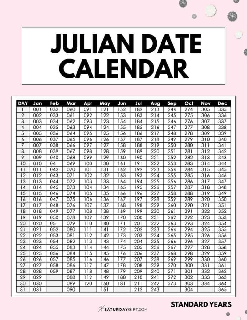 Julian Date Calendar Printable – Free Day-of-Year Calendars