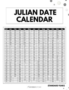 Julian Date Calendar Printable – Free Day-of-Year Calendars