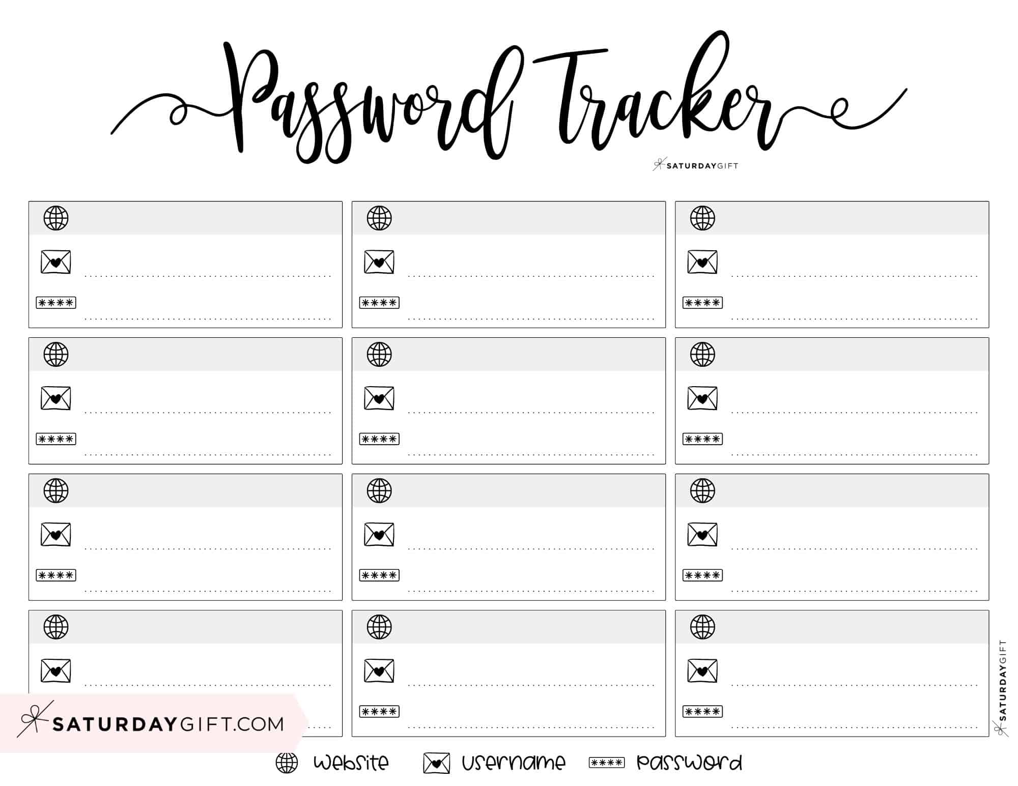 Password Tracker Printable - 15 Cute & Free Password Keepers