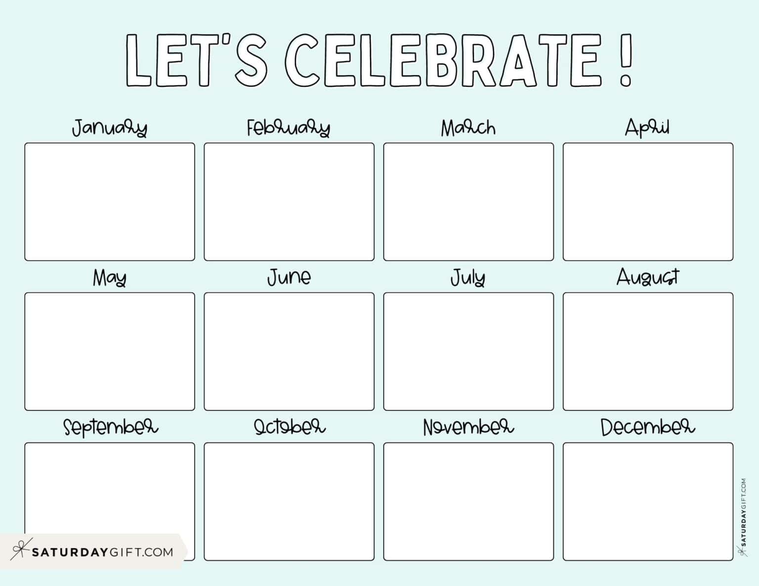 26 Cute & Free Printable Birthday Calendar Templates | SaturdayGift