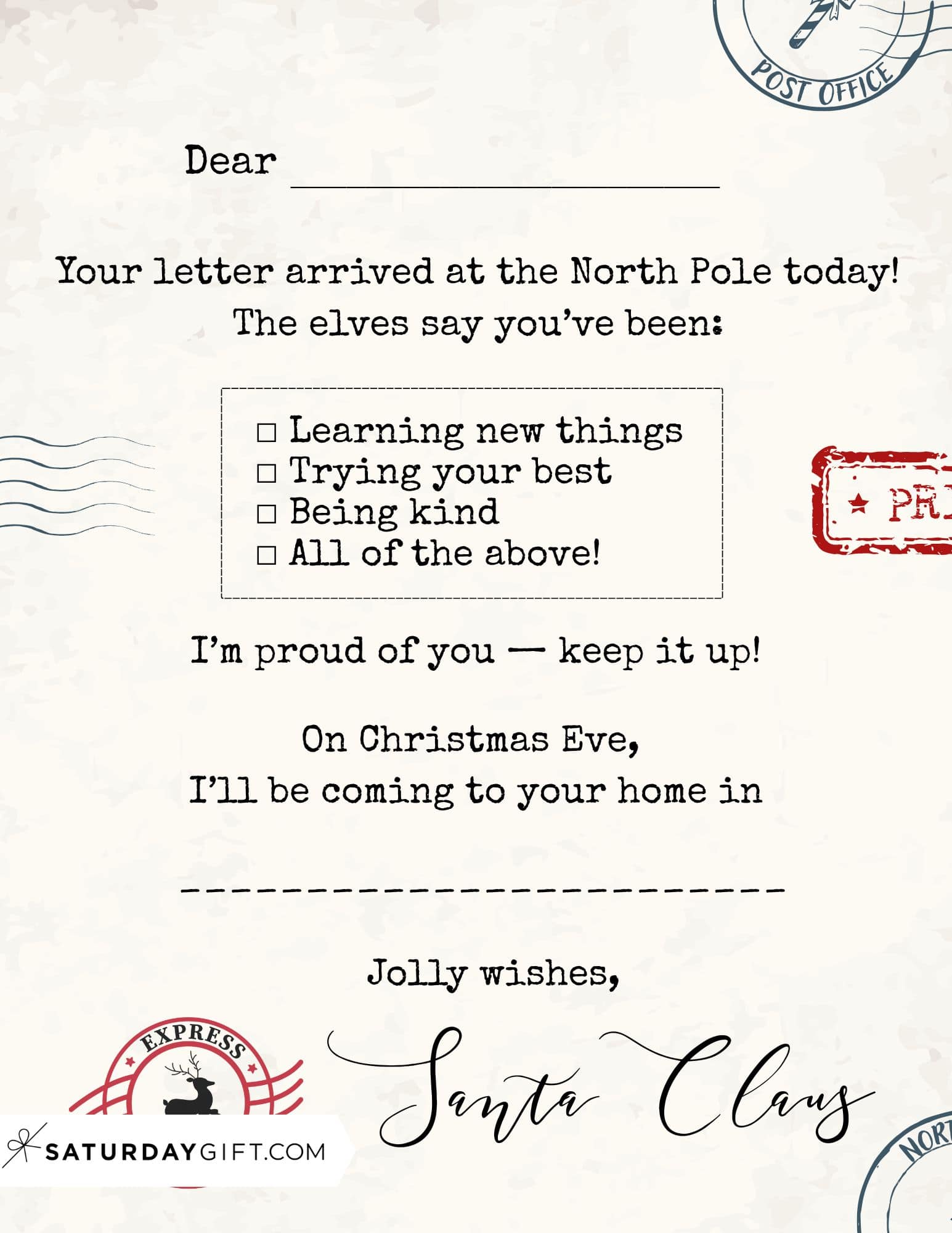 Letter from Santa – 12 Free Printable Santa Reply Letters for Kids