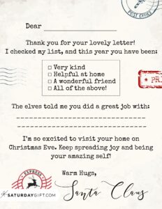 Letter from Santa – 12 Free Printable Santa Reply Letters for Kids
