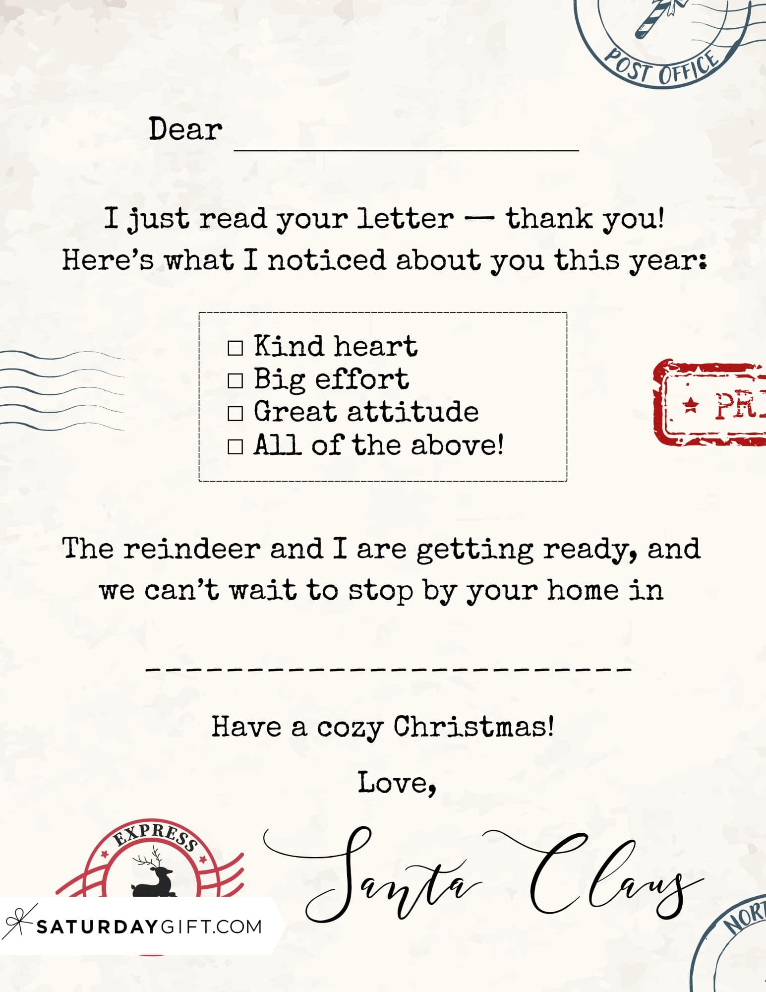 Letter from Santa – 12 Free Printable Santa Reply Letters for Kids