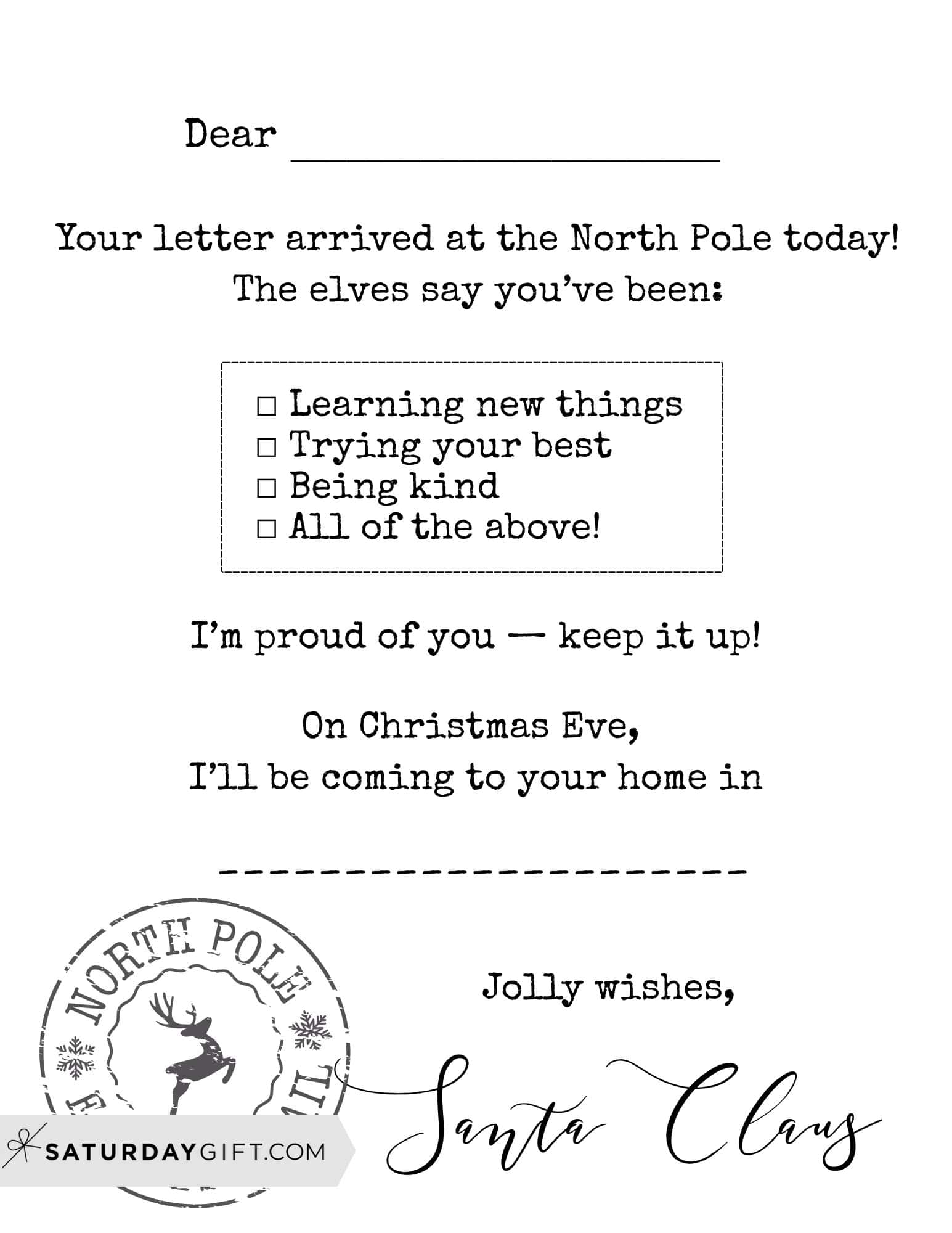 Letter from Santa – 12 Free Printable Santa Reply Letters for Kids