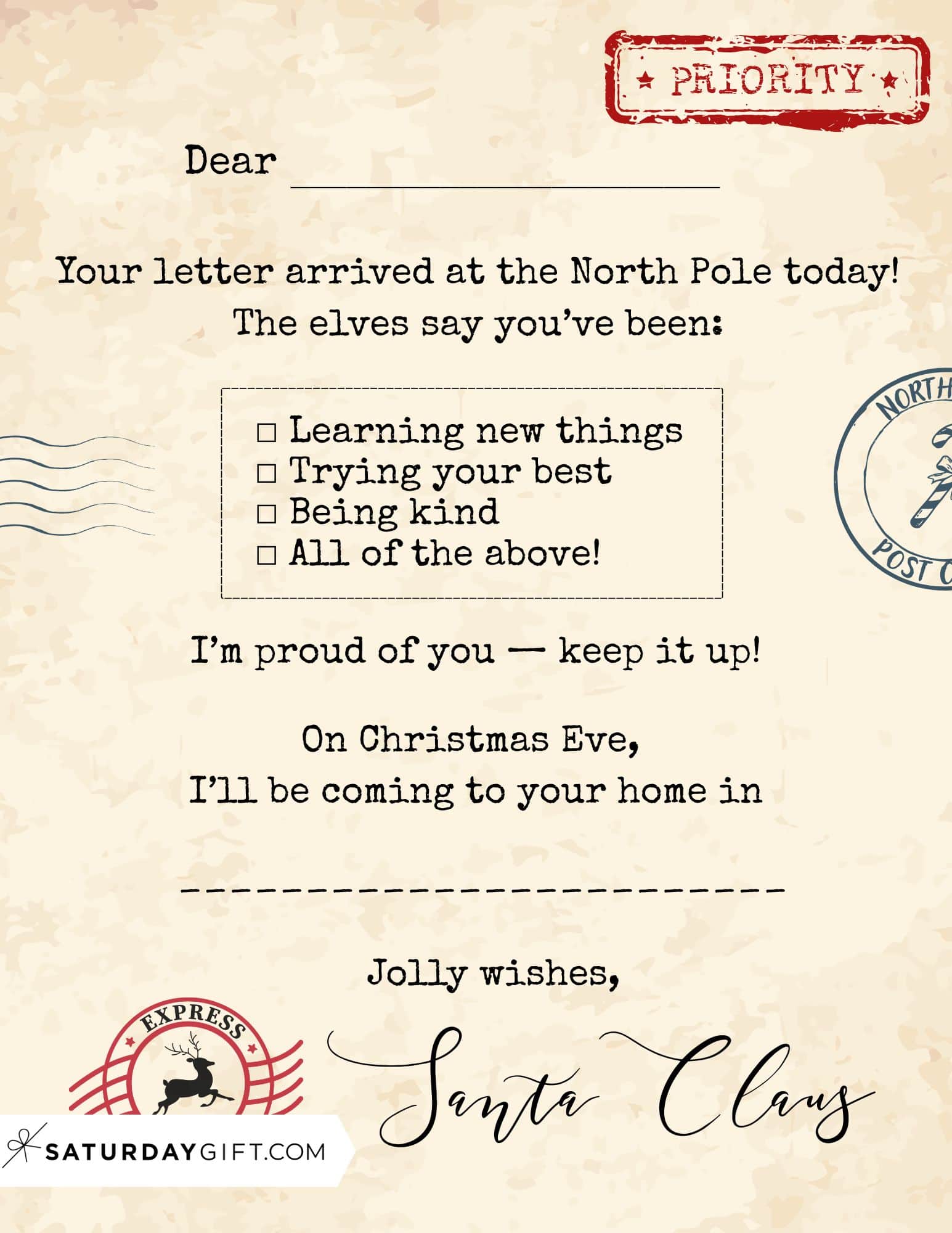 Letter from Santa – 12 Free Printable Santa Reply Letters for Kids