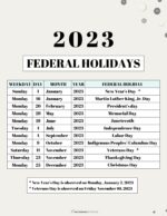 List of Federal holidays 2023 in the U.S. | SaturdayGift