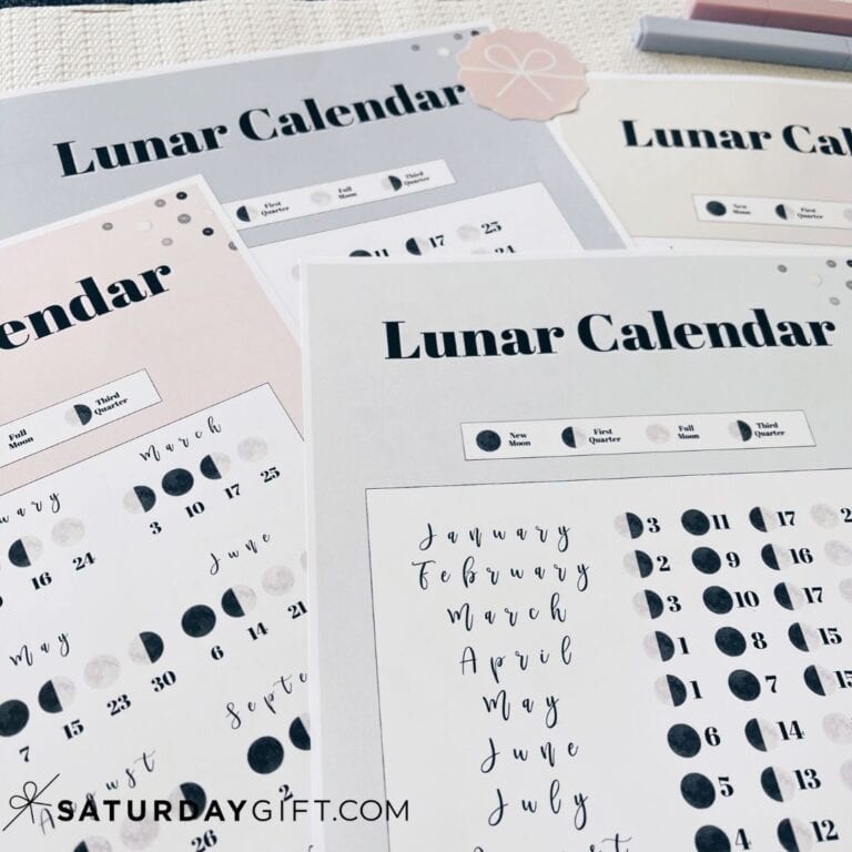 Moon Phase Calendar - 12 Cute & Free Printable 2025 Lunar Calendars