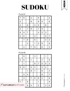 72 Free Printable Sudoku Puzzles | SaturdayGift