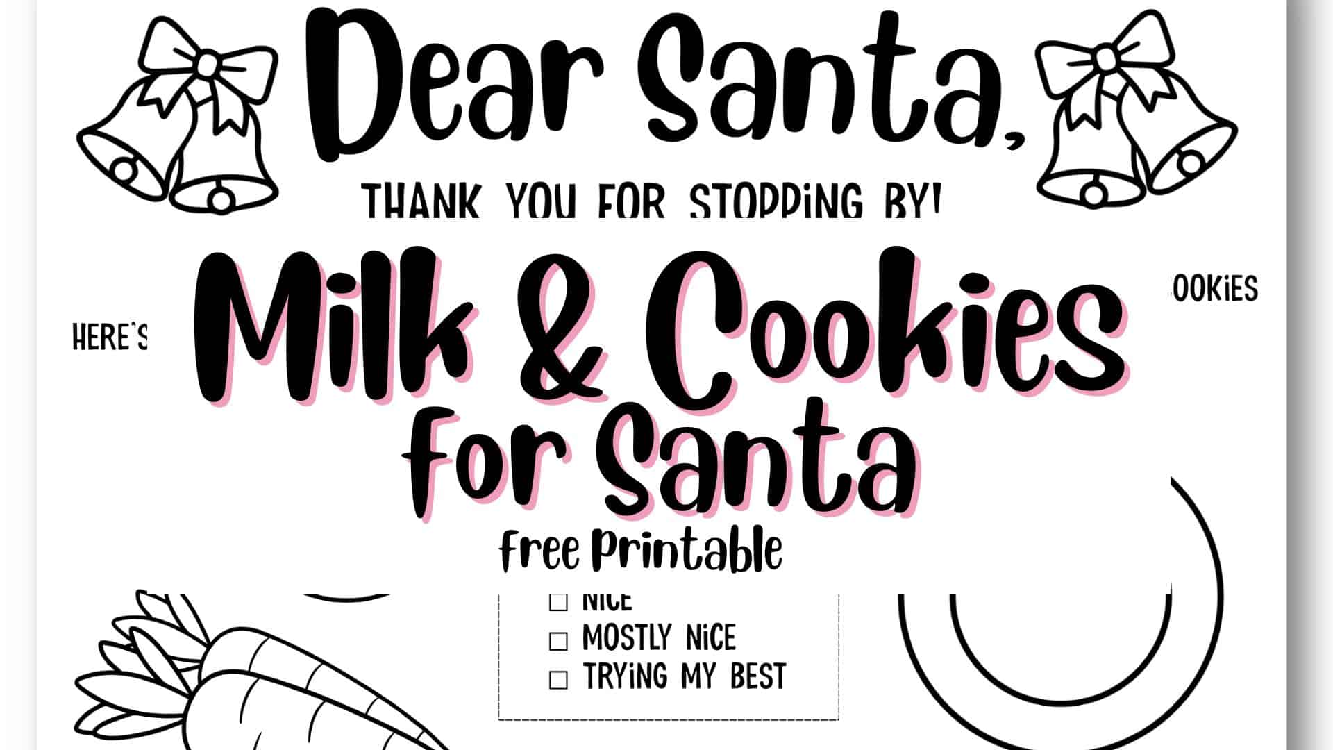 Milk & Cookies for Santa – Free Printable Christmas Eve Treat Mat