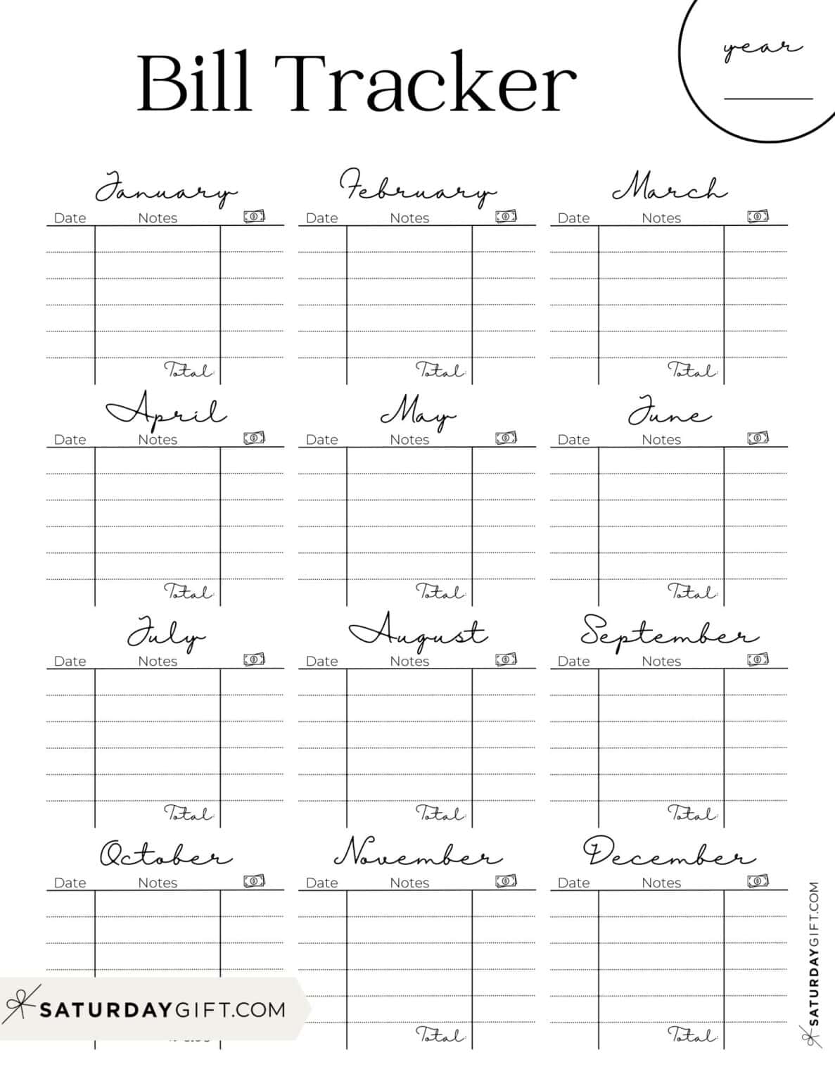 Bill Organizer Template - 39 Cute & Free Printable Bill Trackers