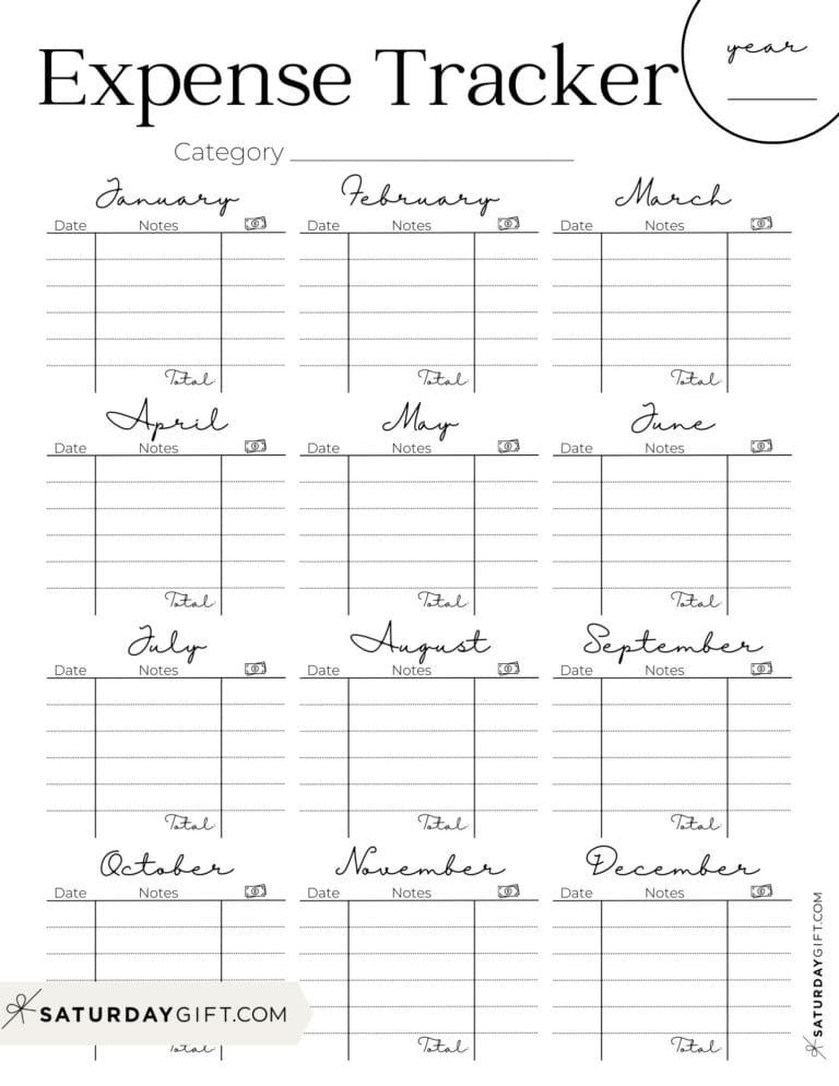 Expense Tracker Printable - 26 cute & Free Spending Logs