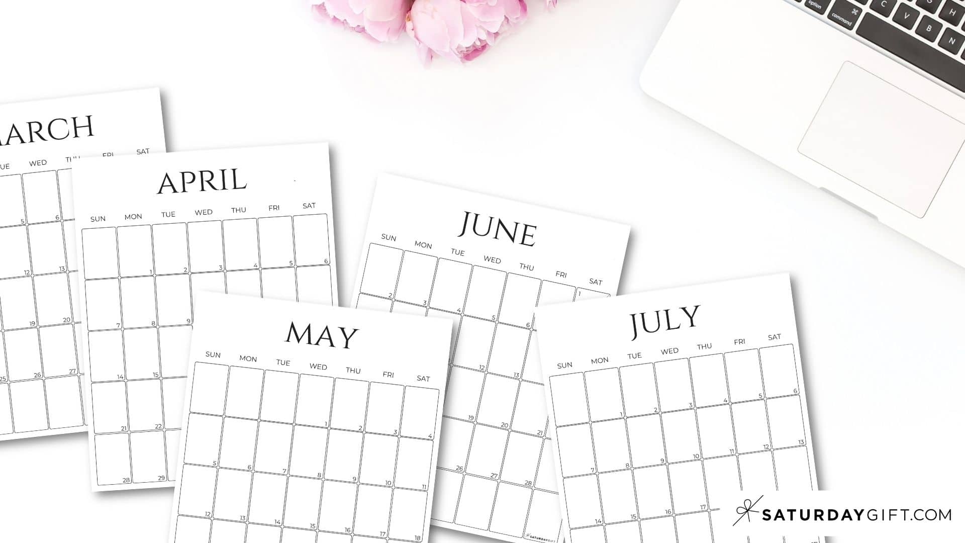 Printable Calendars by Saturday Gift (Free & Super Cute)