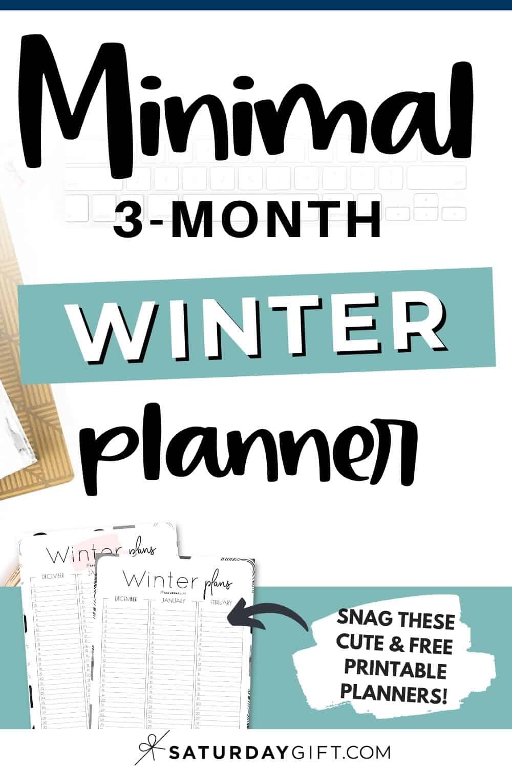 Minimal Winter Planner Sheet For December, January & February