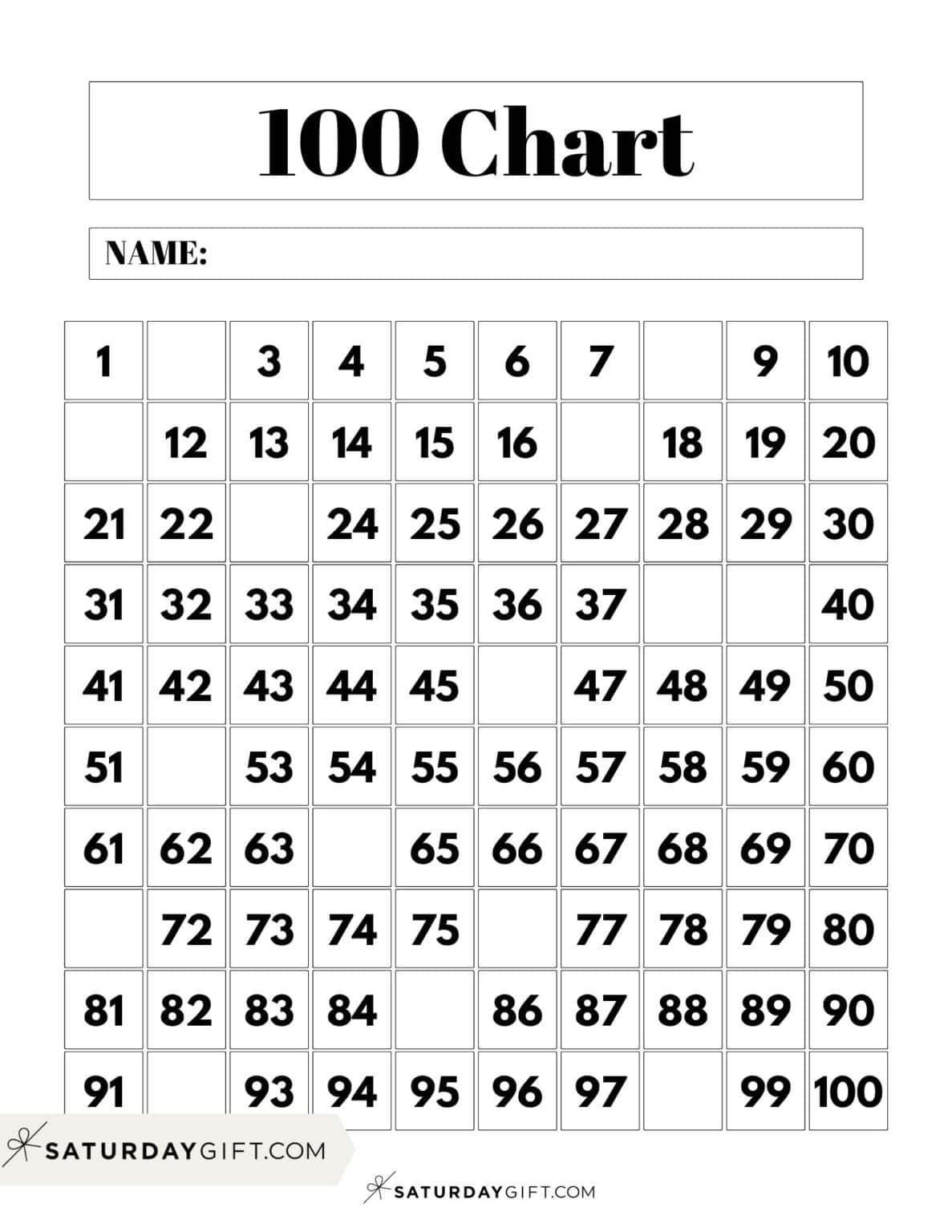 Hundreds Chart Printable - 19 Free Numbers 1 to 100 worksheets ...