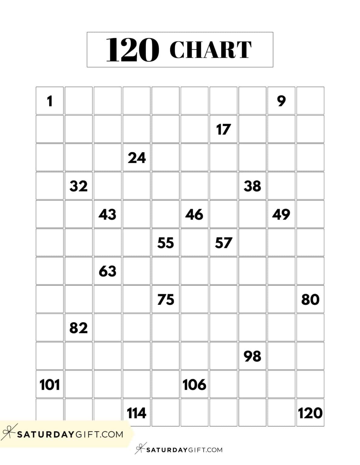 120 Chart Printable - 16 Free Number Charts to 120 Worksheets ...