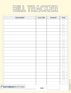Bill Organizer Template - 39 Cute & Free Printable Bill Trackers