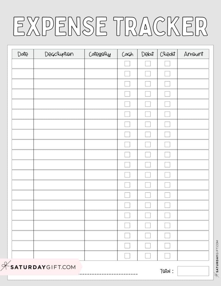 Expense Tracker Printable - 26 cute & Free Spending Logs