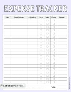 Expense Tracker Printable - 26 cute & Free Spending Logs