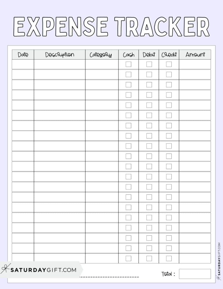 Expense Tracker Printable - 26 cute & Free Spending Logs