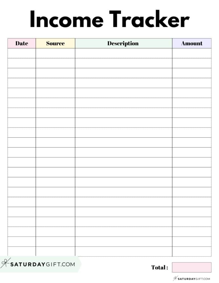 Income Tracker Printable - 19 Cute & Free Printable Templates