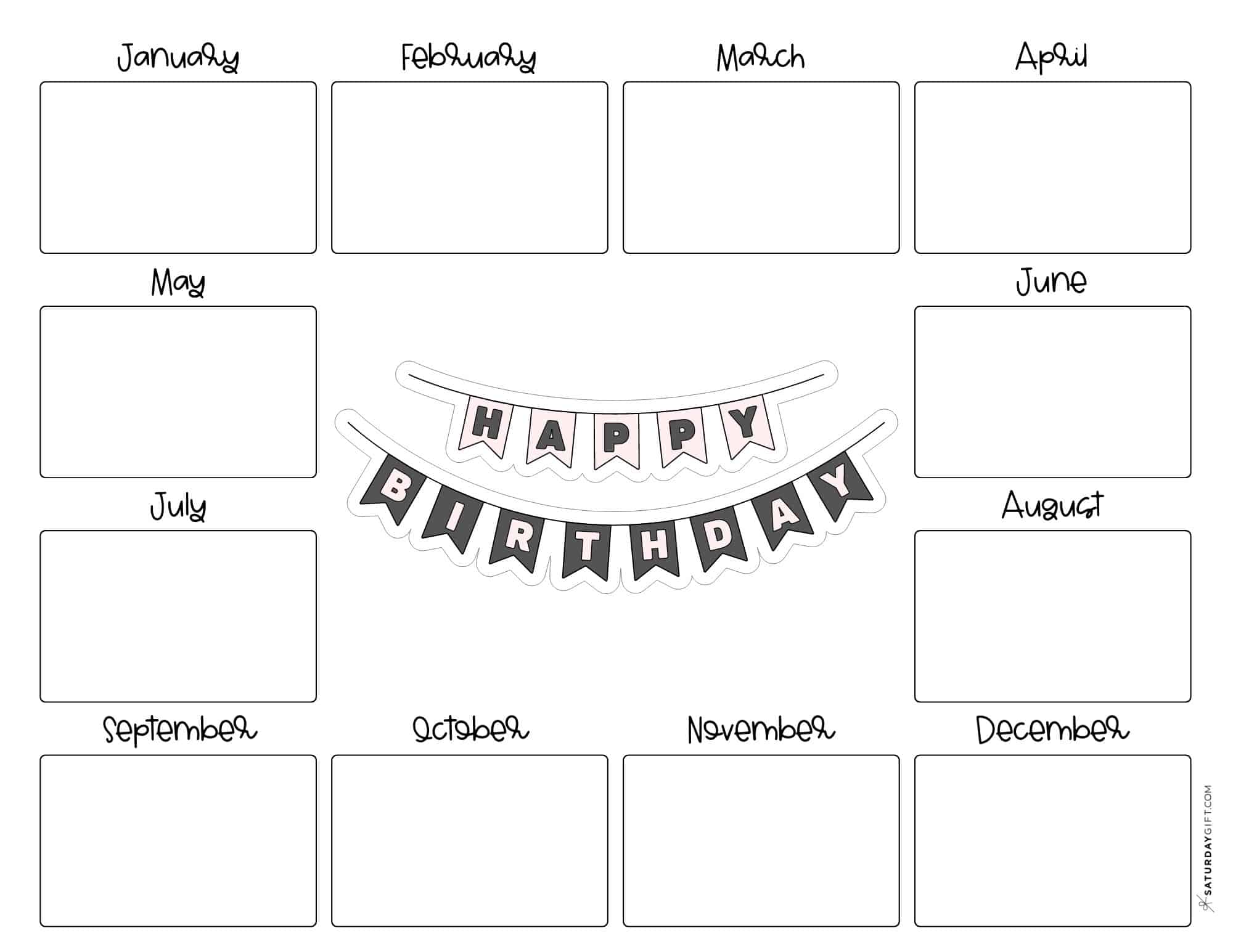 26 Cute & Free Printable Birthday Calendar Templates | SaturdayGift