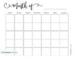 Blank Calendar templates - 29 Cute & Free Printables | SaturdayGift