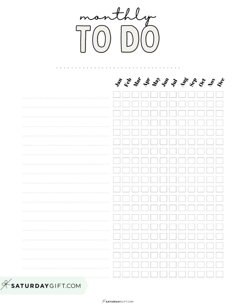 To-Do List Template - 29 Cute & Free Printable To-Do Lists | SaturdayGift