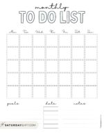 To-Do List Template - 29 Cute & Free Printable To-Do Lists | SaturdayGift