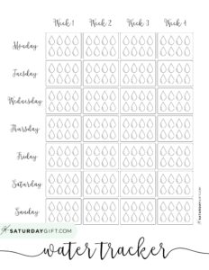 Cute Water Tracker Printable - Keep Track of Your Daily Water Intake