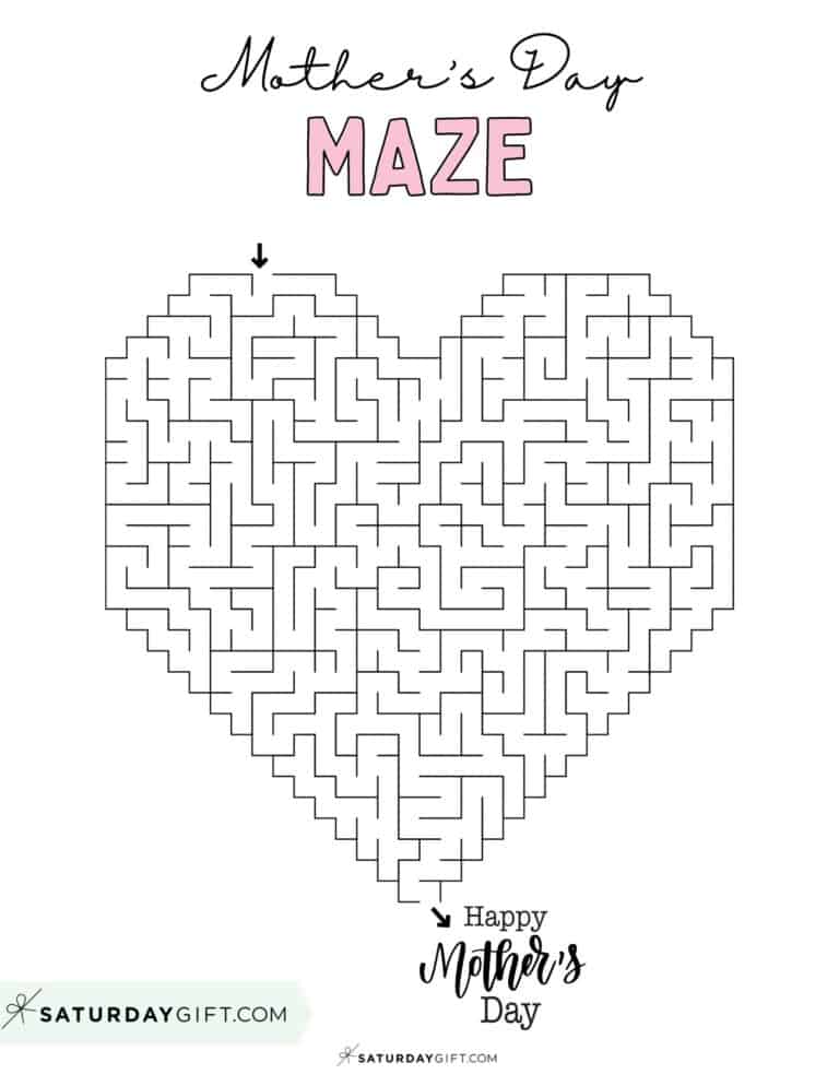 Mother's Day Maze Printable - Cute & Free Templates | SaturdayGift