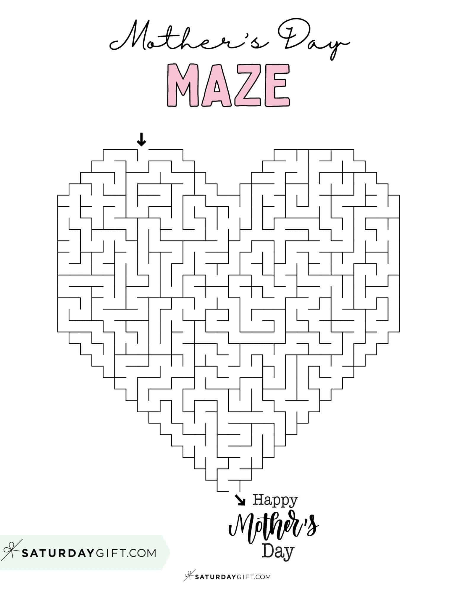 Mother's Day Maze Printable - Cute & Free Templates | SaturdayGift