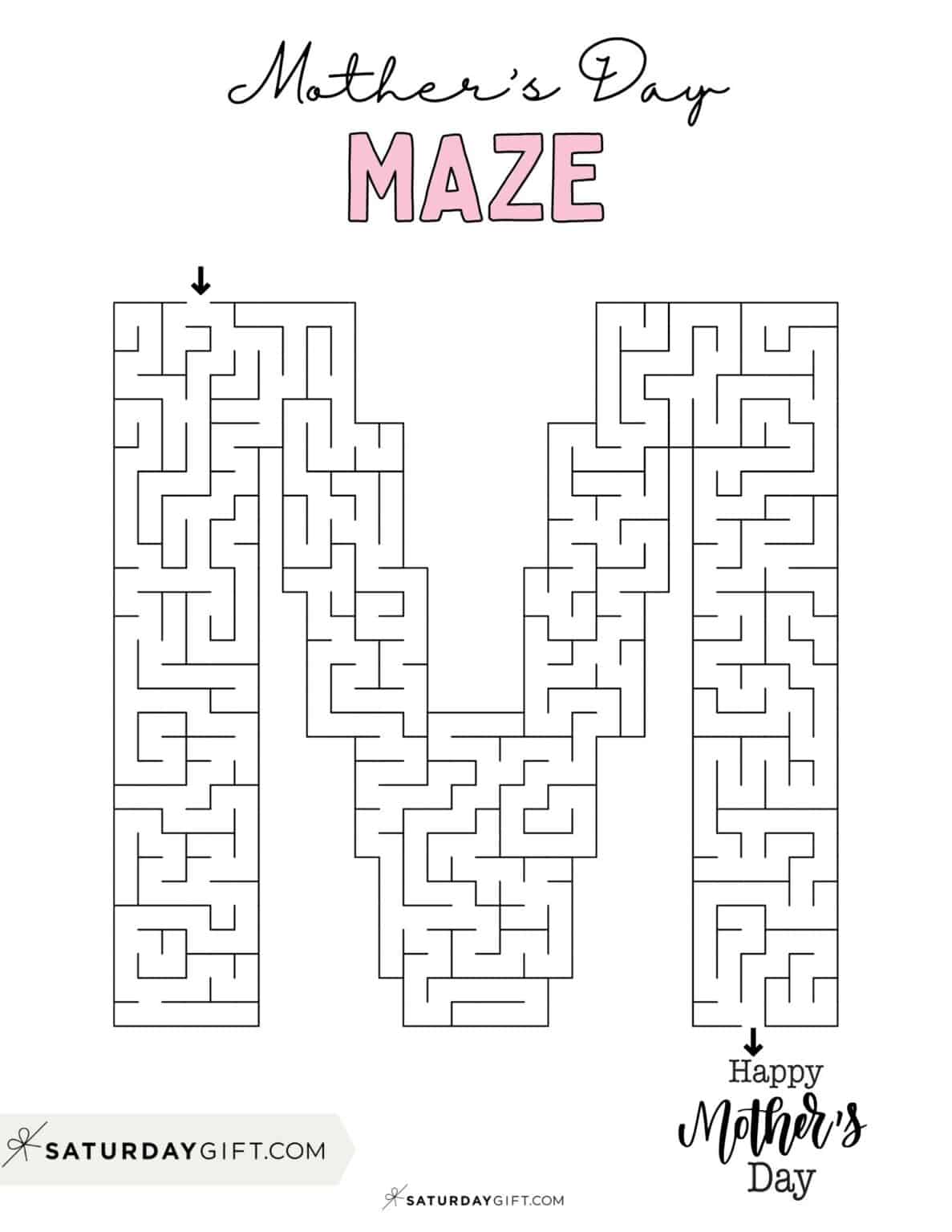 Mother's Day Maze Printable - Cute & Free Templates | SaturdayGift