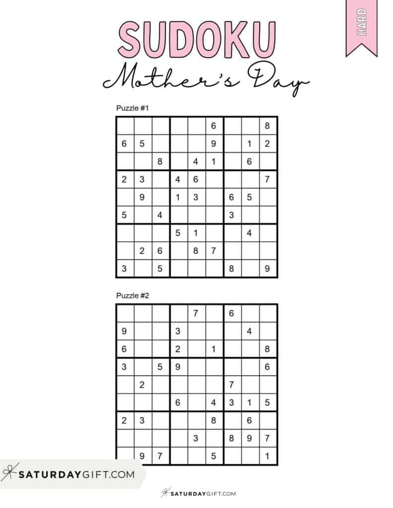 Mother s Day Sudoku Puzzles Cute Free Printables SaturdayGift
