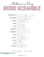 Mother's Day Word Scramble - Cute & Free Printable | SaturdayGift