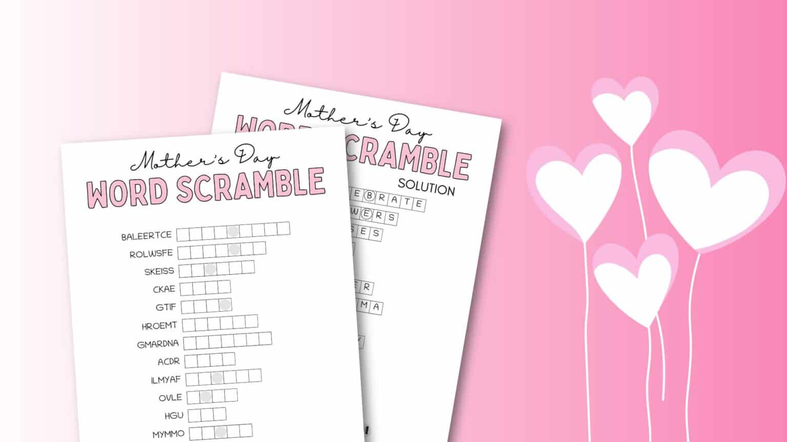 Mother's Day Word Scramble - Cute & Free Printable | SaturdayGift