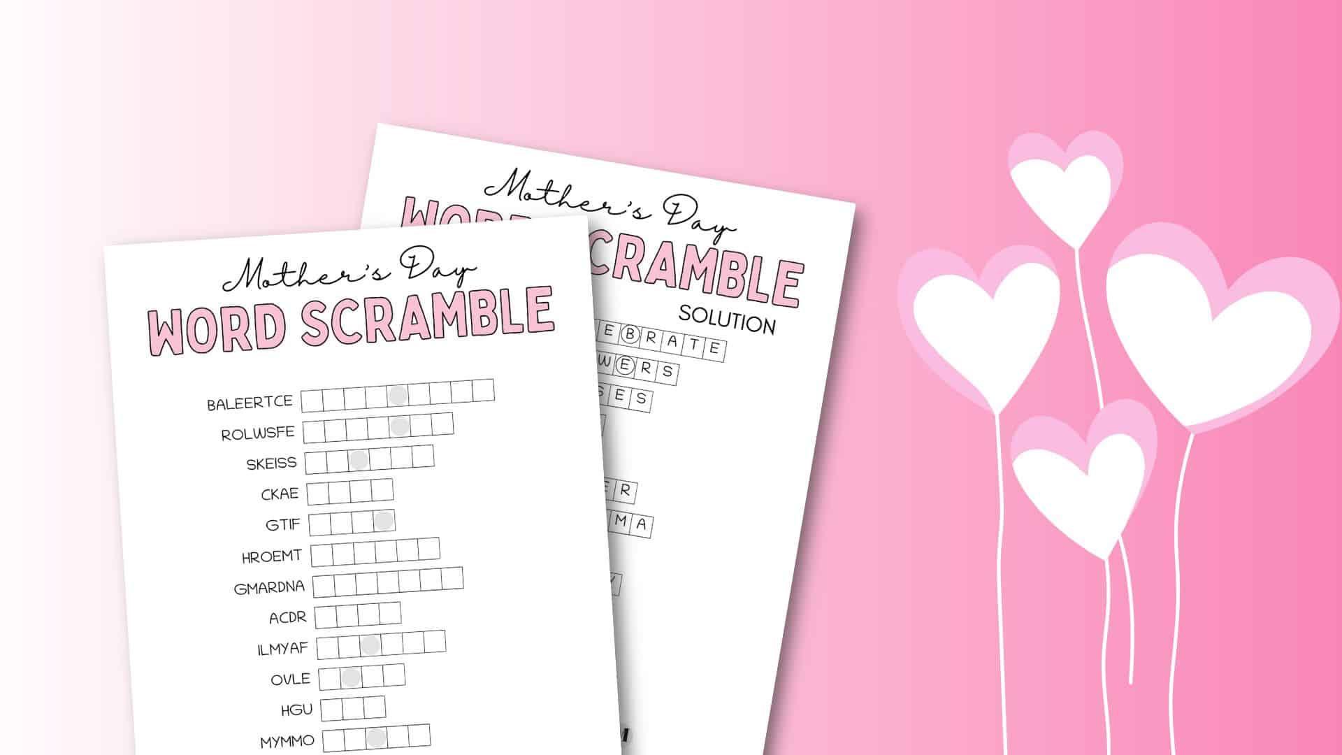 Mother's Day Word Scramble - Cute & Free Printable | SaturdayGift