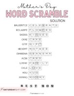Mother's Day Word Scramble - Cute & Free Printable | SaturdayGift