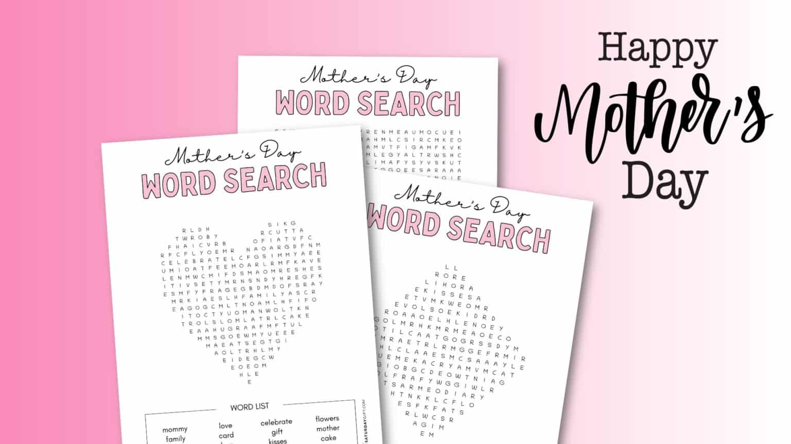 Mother's Day Word Search - Cute & Free Printables | SaturdayGift